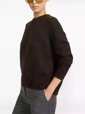 YVES SALOMON Crew-neck Cashmere Sweater - Brown