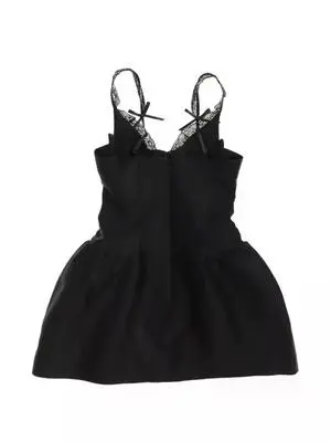 SHUSHU/TONG Lace-trim Bow-detail Mini Dress - Black
