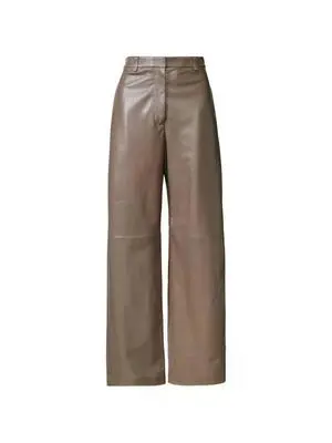 Fabiana Filippi Leather Palazzo Trousers - Brown