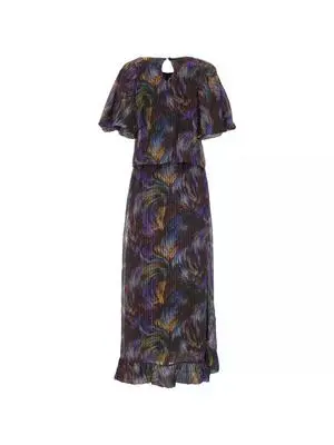 KRISTINA TI Maxi Swirl-print Ruffled Dress