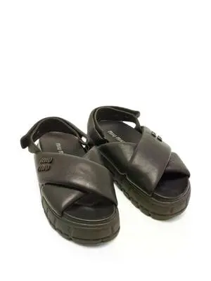 Miu Miu Logo Platform Slingback Sandals