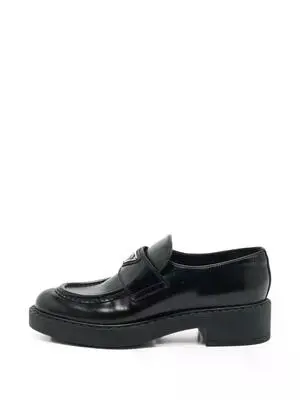 Prada Triangle Logo-plaque Loafers - Black
