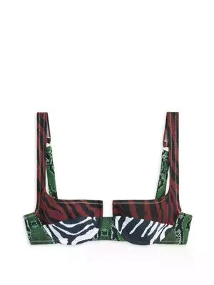 REINA OLGA Brigitte Animal-print Bikini Top - Green