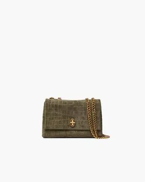 Marc Jacobs The Suede Croc Slim Dual Convertible Shoulder Bag - Olive