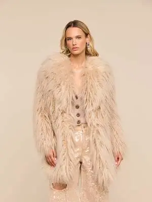 L'Agence Toira Faux Fur Coat - Biscuit