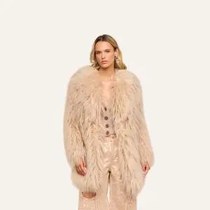 L'Agence Toira Faux Fur Coat - Biscuit
