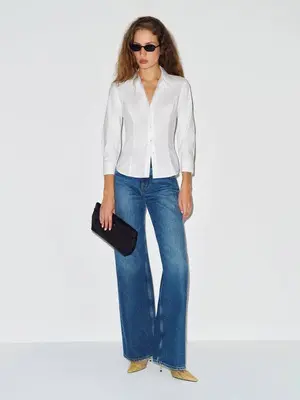 REFORMATION Katherine Poplin Shirt - Ivory