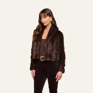 L'Agence Davy Faux Fur Jacket - Dark Java Striped Fur