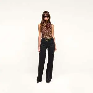 L'Agence Ceci Sleeveless Turtleneck - Tan Multi Javan Leopard