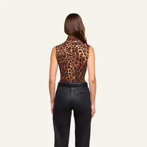 L'Agence Ceci Sleeveless Turtleneck - Tan Multi Javan Leopard