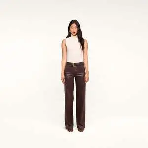 L'Agence Clayton Coated Wide-Leg Jean Dark Java Coated