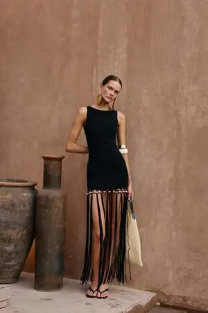 SAME Beaded Fringe Dress