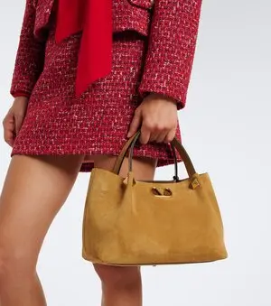 Valentino Garavani Vlogo Signature Small Suede Top-handle Bag