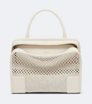 Loewe Amazona 180 Medium Woven Leather Top-handle Bag - White