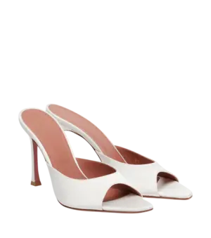 Amina Muaddi Alexa Satin Mules - White