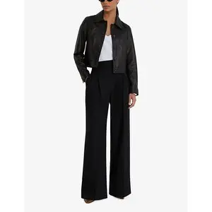 REISS Callie Cropped Leather Jacket
