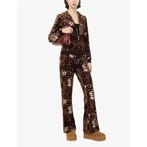 Juicy Couture Embroidered-logo Leopard-print Velour Jogging Bottoms