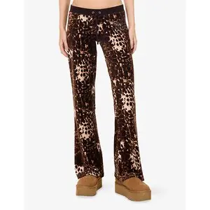 Juicy Couture Embroidered-logo Leopard-print Velour Jogging Bottoms