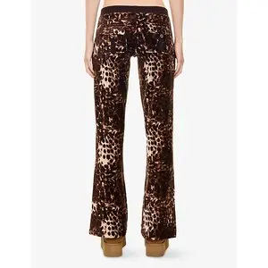 Juicy Couture Embroidered-logo Leopard-print Velour Jogging Bottoms