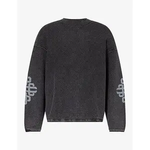 THE COUTURE CLUB Washed Emblem Cotton-knit Jumper - Black