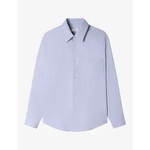Sandro Oversized Long-sleeve Stretch Cotton-blend Shirt - Blue Grey