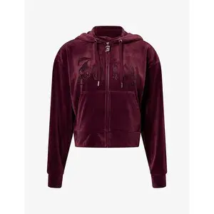 Juicy Couture Logo Crystal-embellished Velour Hoodie - Winetasting