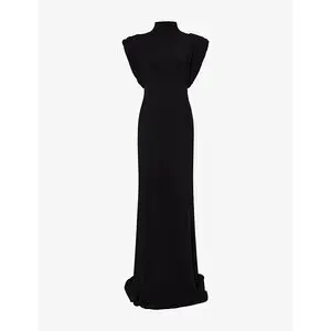 MUGLER Sleeveless Padded Wool-blend Maxi Dress - Black