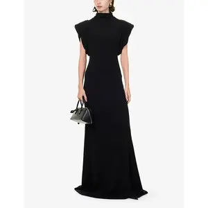 MUGLER Sleeveless Padded Wool-blend Maxi Dress