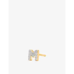 MISSOMA Pavé Initial M 18ct Yellow Vermeil And Cubic Zirconia Single Stud Earring - Gold
