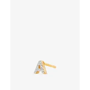 MISSOMA Initial A Pave Initial 18ct Vermeil And Cubic Zirconia Single Stud Earring - Gold