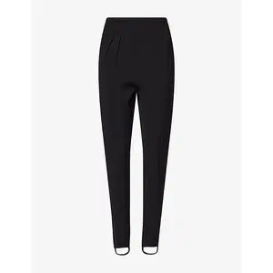 MUGLER Pleated Stirrup-cuff Wool-blend Leggings - Black