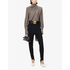 MUGLER Pleated Stirrup-cuff Wool-blend Leggings