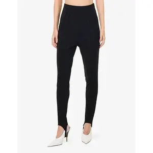MUGLER Pleated Stirrup-cuff Wool-blend Leggings