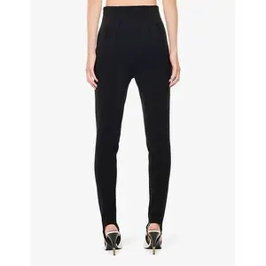 MUGLER Pleated Stirrup-cuff Wool-blend Leggings