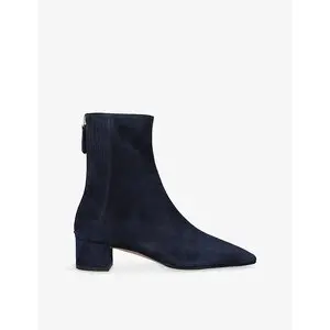 AQUAZZURA Saint Honore 35 Suede Ankle Boots - Navy