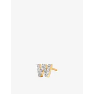 MISSOMA Initial W Pave Initial 18ct Vermeil And Cubic Zirconia Single Stud Earring - Gold