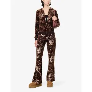Juicy Couture Embroidered-logo Leopard-print Velour Hoodie
