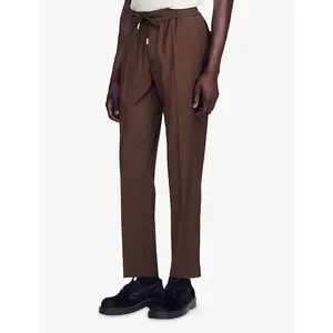 Sandro Wool-blend Trousers - Tabac Fonce