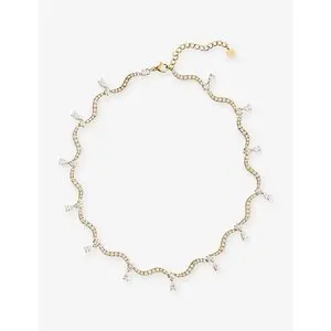 INDIGO LUNE Serenna 18ct Plated Stainless-steel And Cubic Zirconia Drop Necklace - Gold