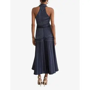 REISS Casey Striped Satin Midi Dress