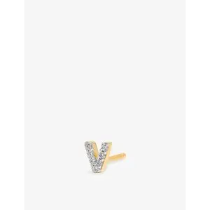 MISSOMA Pavé Initial V 18ct Yellow Vermeil And Cubic Zirconia Single Stud Earring - Gold