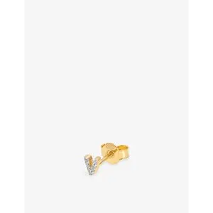 MISSOMA Pavé Initial V 18ct Yellow Vermeil And Cubic Zirconia Single Stud Earring - Gold