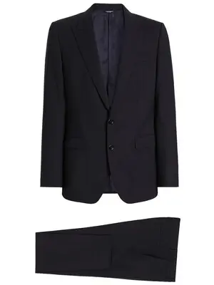 Dolce & Gabbana Single-breasted Martini Light Suit In Wool Gabardine - Blue