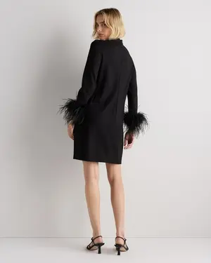 Quince Ultra-stretch Ponte Feather Trim Mini Dress