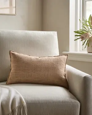 Quince Raw Silk Textured Pillow Cover - Sand