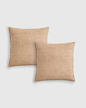 Quince Raw Silk Textured Pillow Cover - Sand