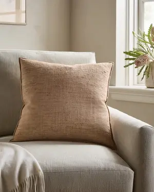 Quince Raw Silk Textured Pillow Cover - Sand