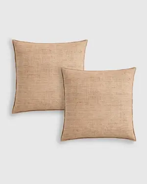 Quince Raw Silk Textured Pillow Cover - Sand