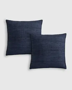 Quince Raw Silk Textured Pillow Cover - True Navy