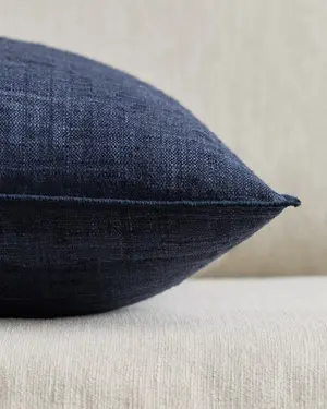 Quince Raw Silk Textured Pillow Cover - True Navy